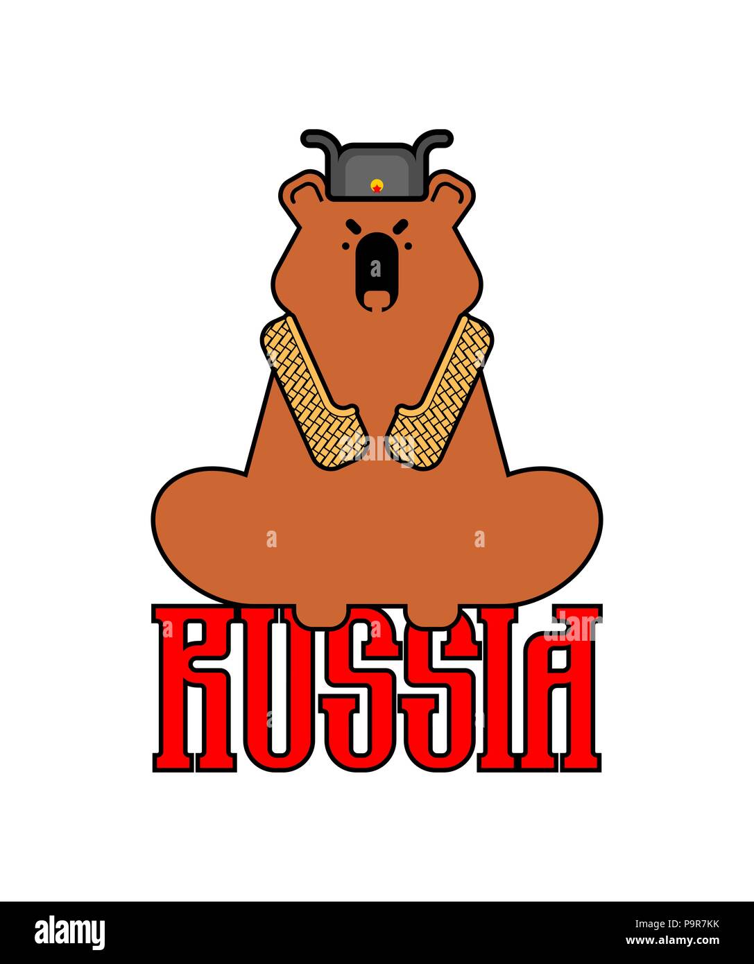 Russian bear with bast shoes. Vector illustration Stock Vector Image ...