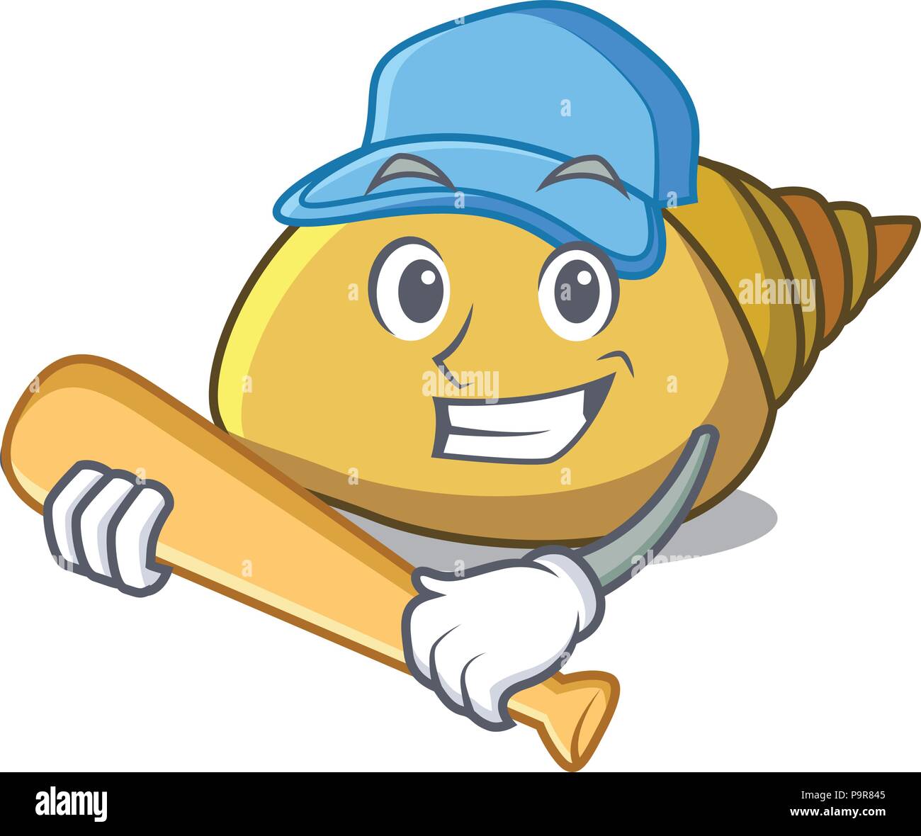 Playing baseball mollusk shell character cartoon Stock Vector Image ...