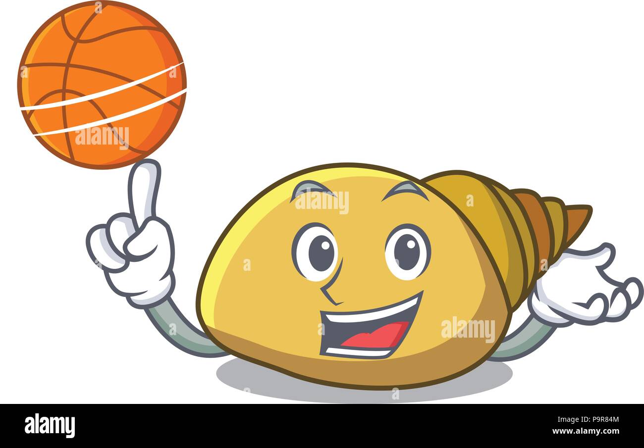 With basketball mollusk shell character cartoon Stock Vector Image ...