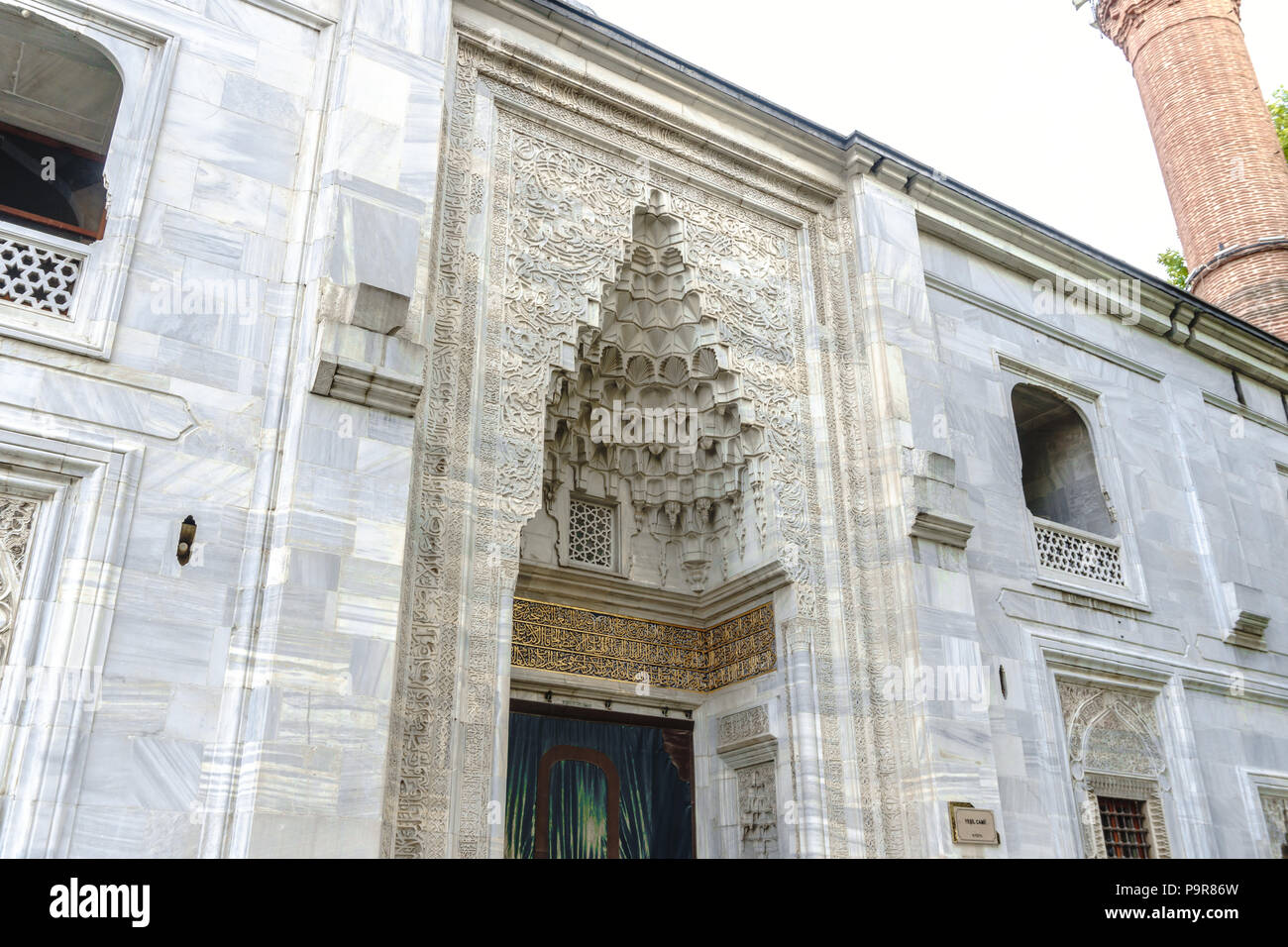 BURSA, TURKEY - JUNE 23, 2018 : Close up view of Bursa Green Mosque. It ...