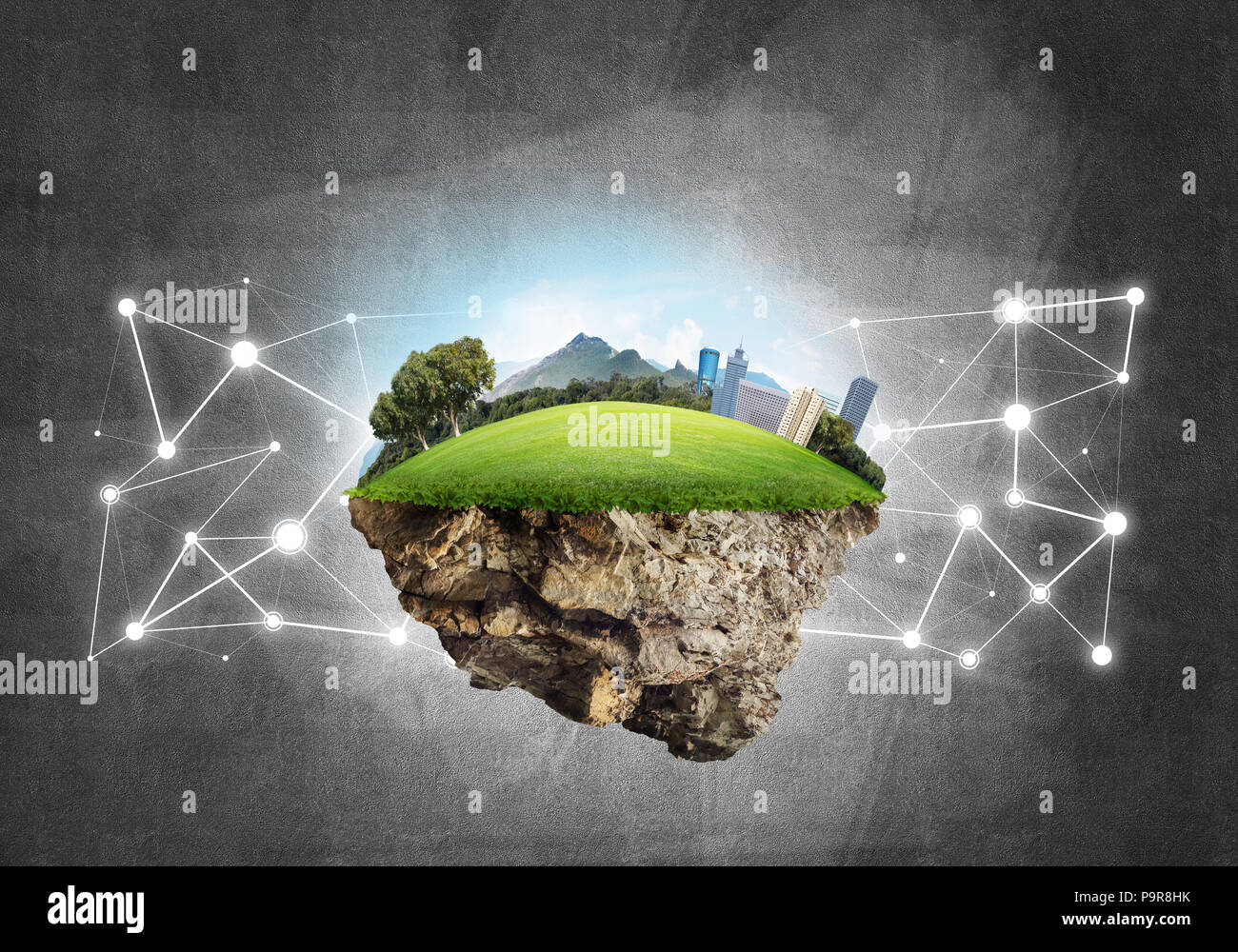 Concept of modern networking technologies and eco green construction ...