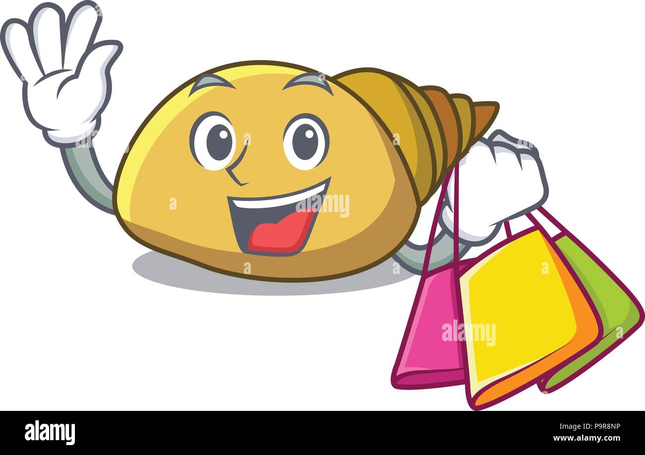 Shopping mollusk shell character cartoon Stock Vector Image & Art - Alamy