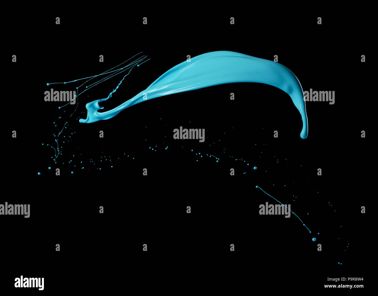 blue paint splash isolated on black background Stock Photo - Alamy