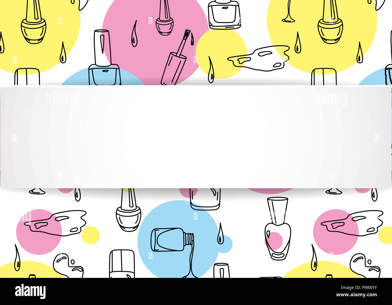 Nail banner with doodle manicure pattern. Hand drawn polish and Stock ...