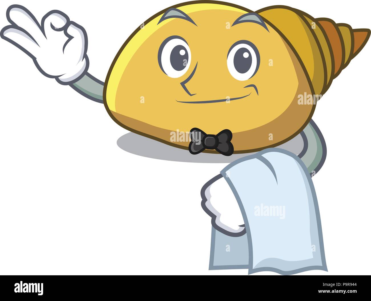 Waiter mollusk shell mascot cartoon Stock Vector Image & Art - Alamy