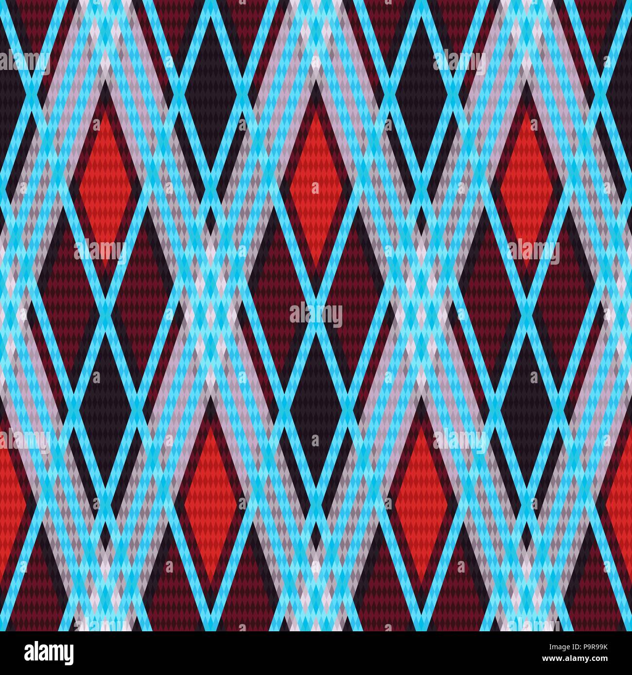 Seamless rhombic texture mainly in red and grey hues with light blue ...