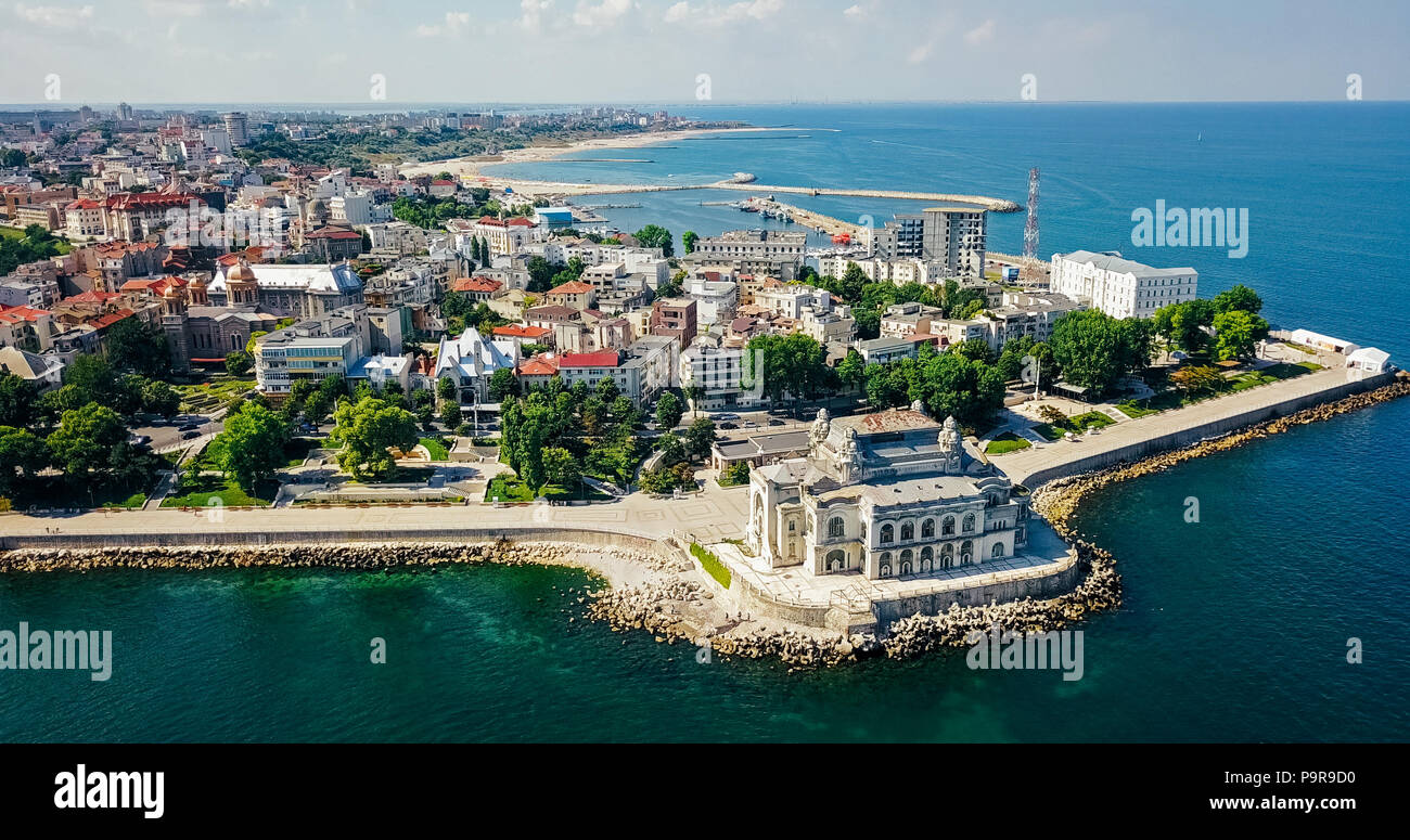 Aerial Drone View Of Constanta City At The Black Sea In Romania Stock ...