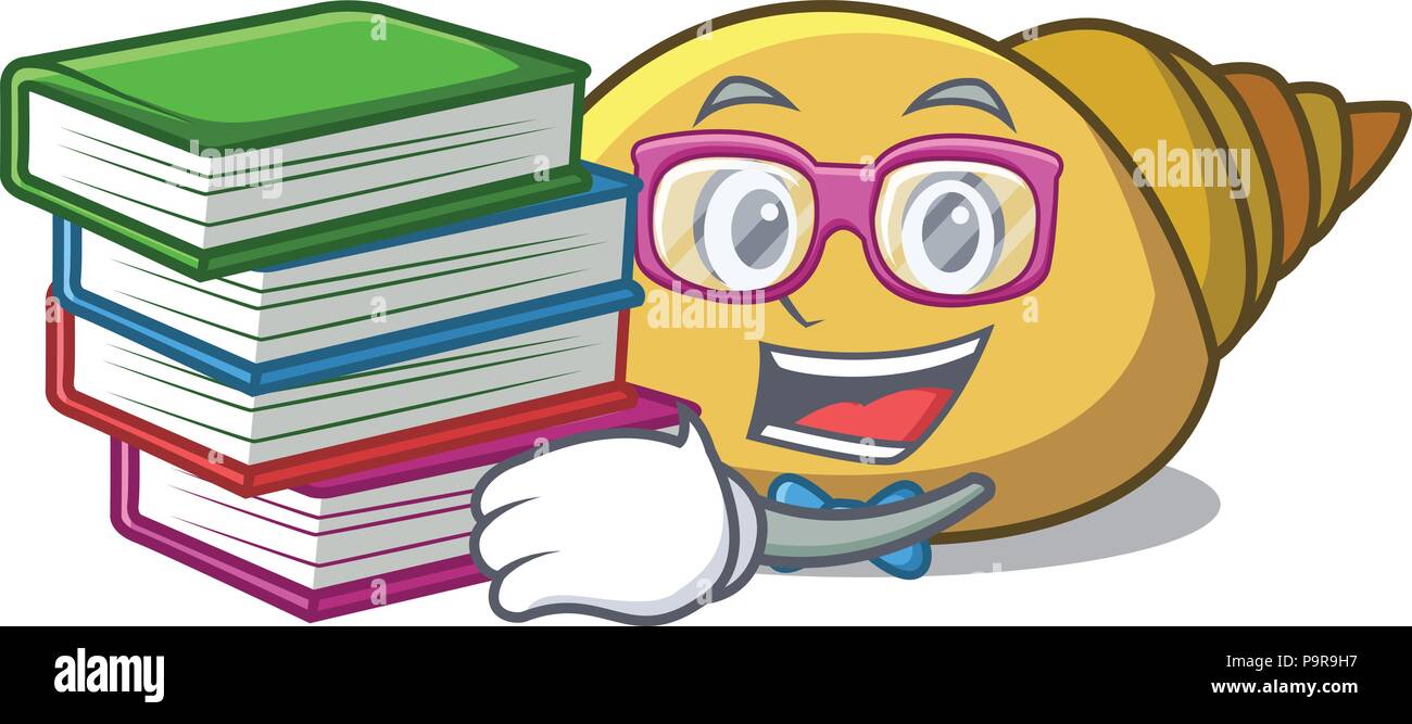 Student with book mollusk shell mascot cartoon Stock Vector Image & Art ...