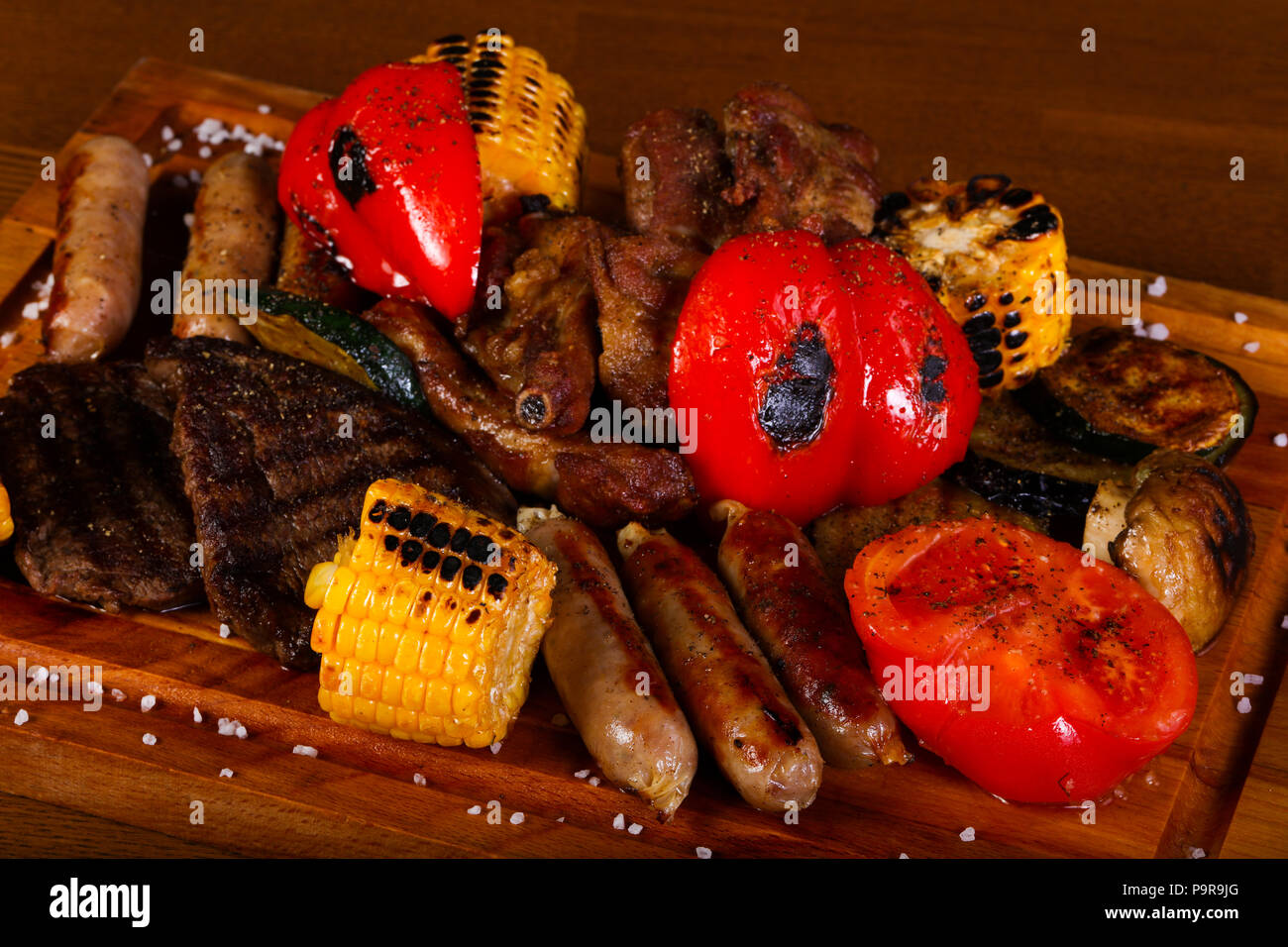 Grilled meat mix plate Stock Photo - Alamy