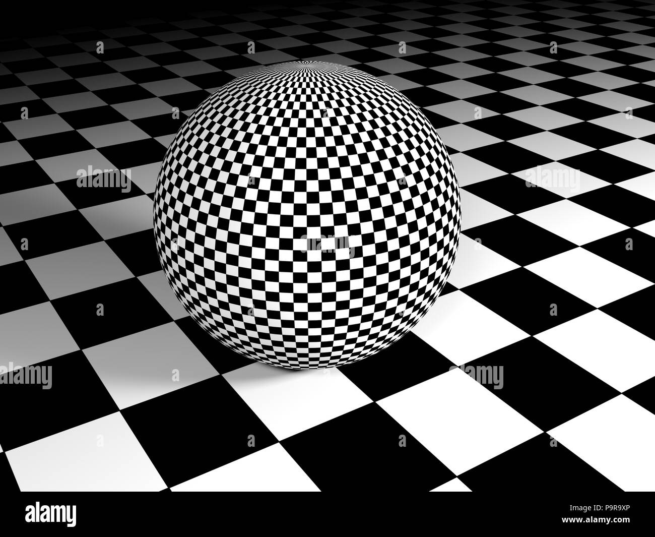 Squared sphere on squared surface - 3D rendering Stock Photo - Alamy