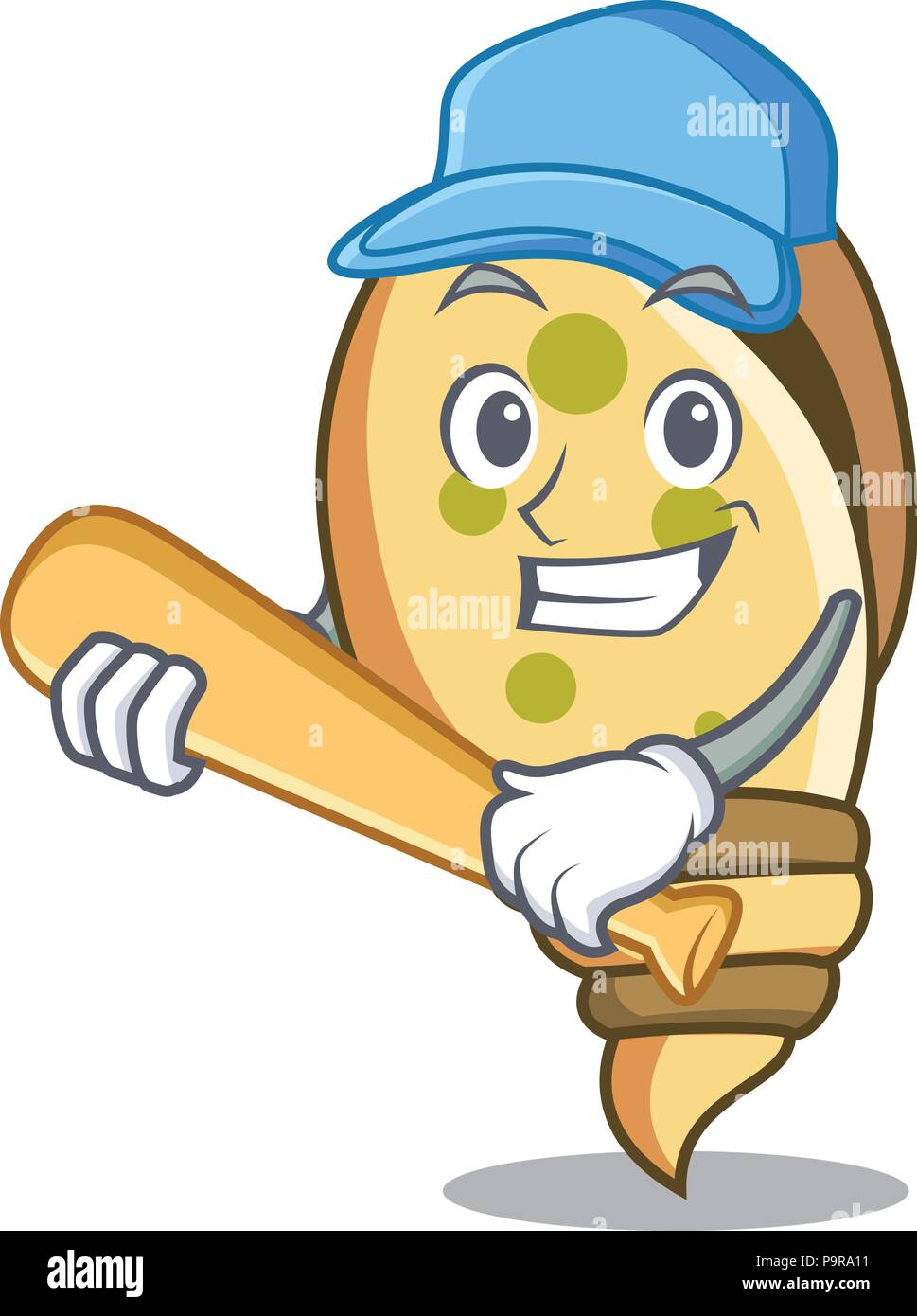 Playing baseball sea shell character cartoon vector illustration Stock ...