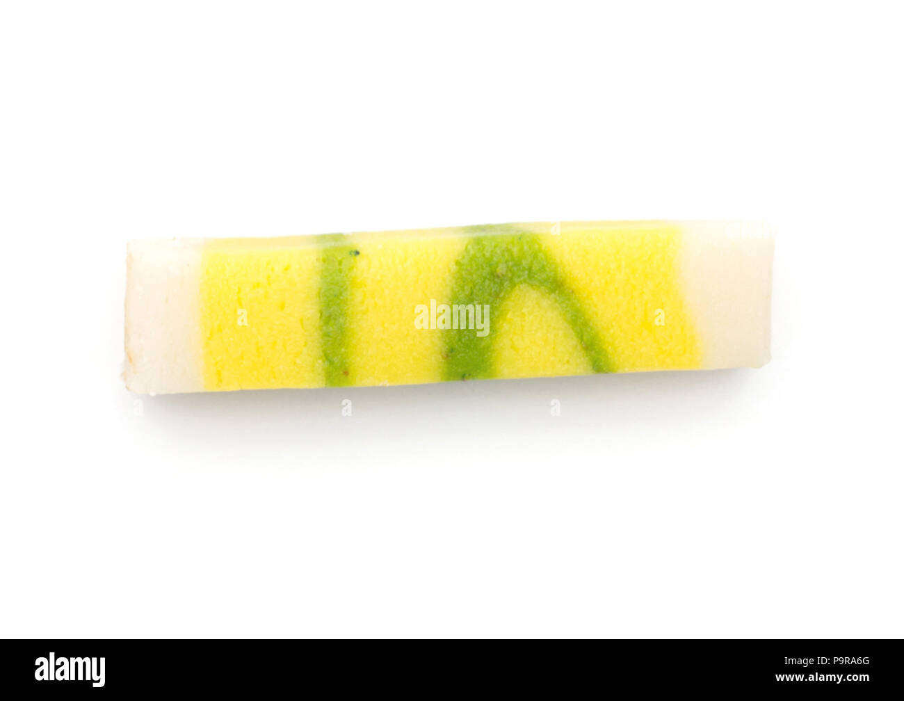 Marzipan yellow green piece isolated on white background pineapple ...