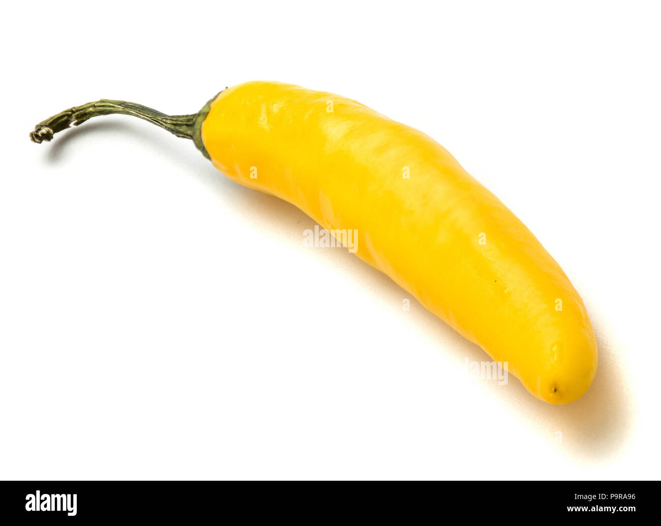 One yellow Chilli isolated on white background Stock Photo - Alamy