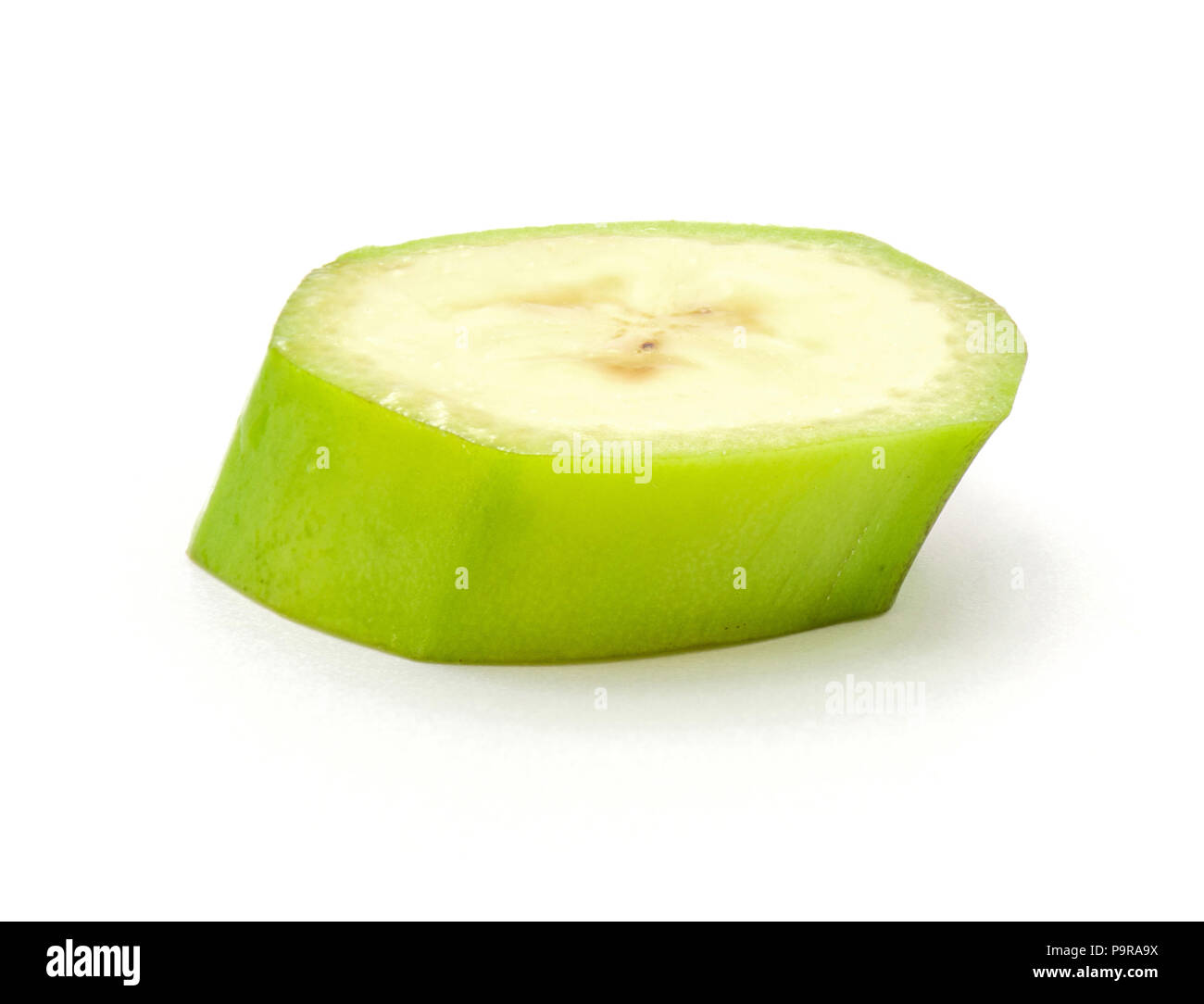 One plantain slice isolated on white background Stock Photo - Alamy