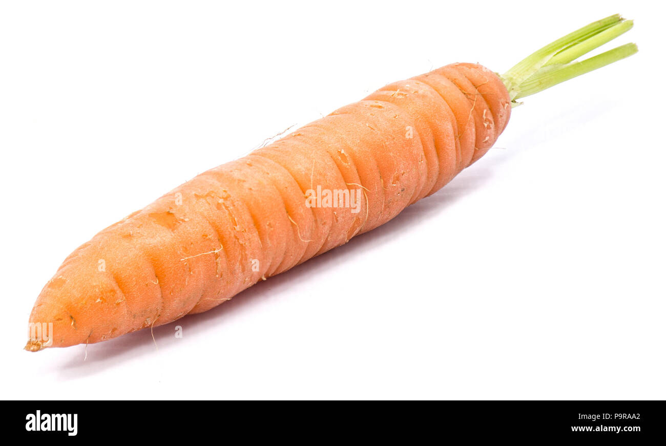 One fresh long orange carrot isolated on white background Stock Photo ...