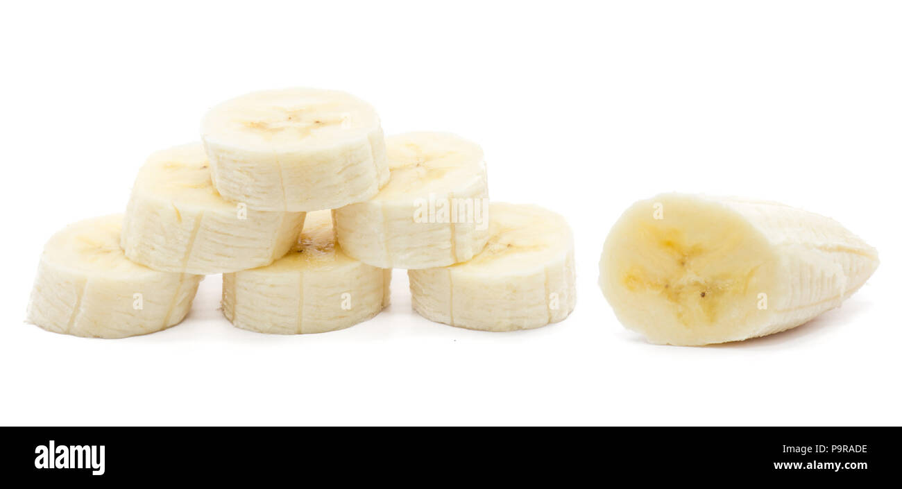Pyramid of sliced banana circles isolated on white background Stock ...