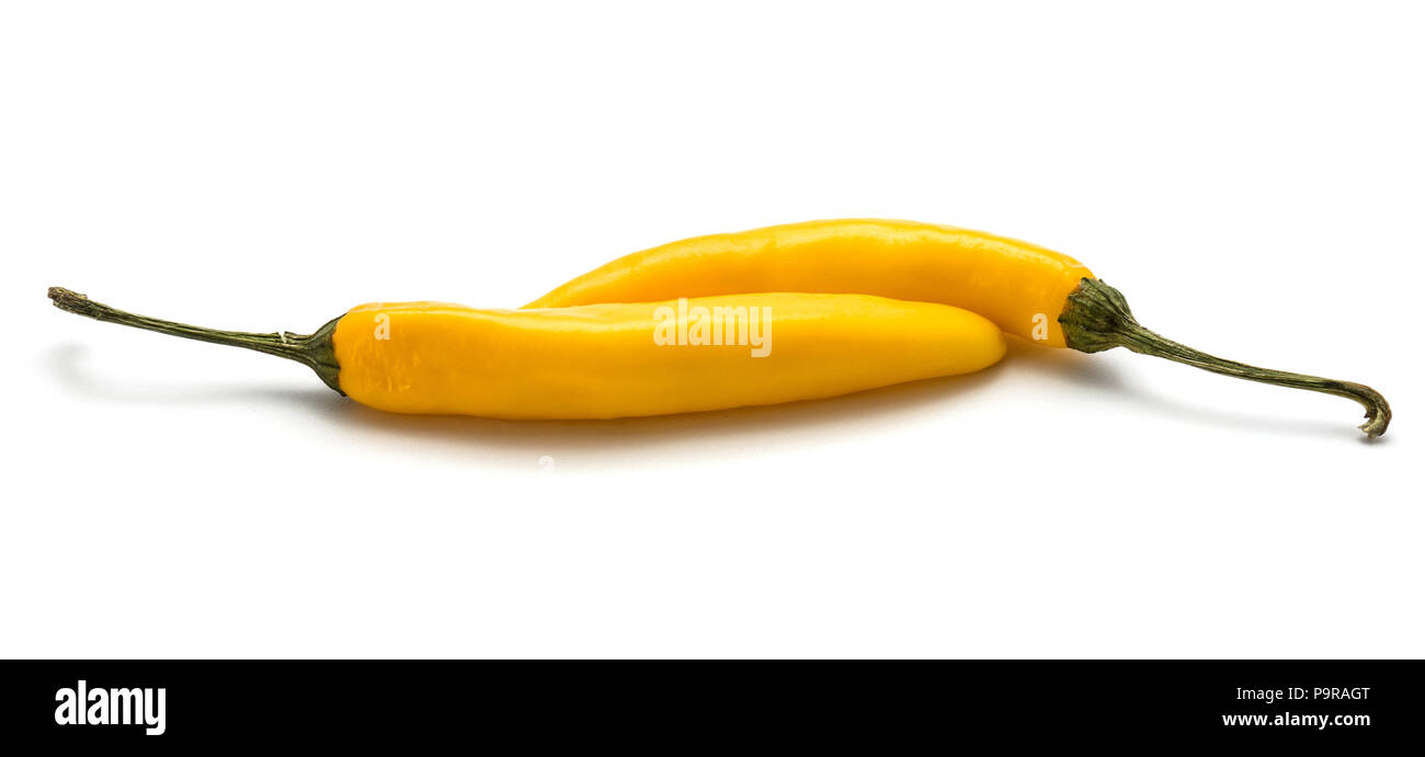 Pair of yellow Chili peppers isolated on white background Stock Photo ...