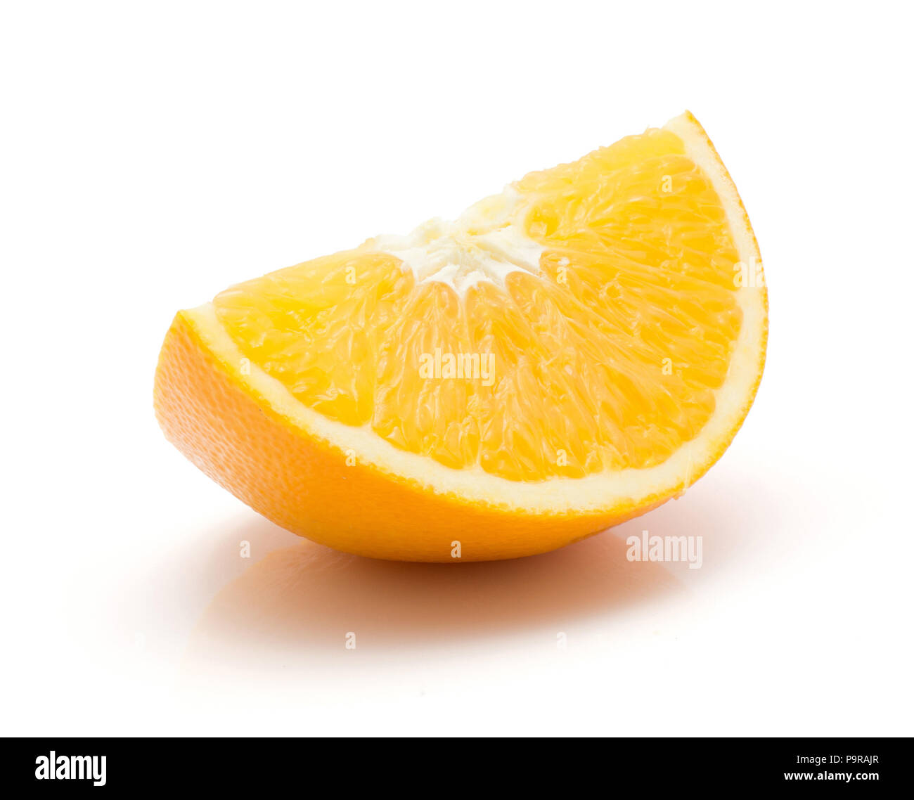 One orange sliced quarter isolated on white background Stock Photo - Alamy