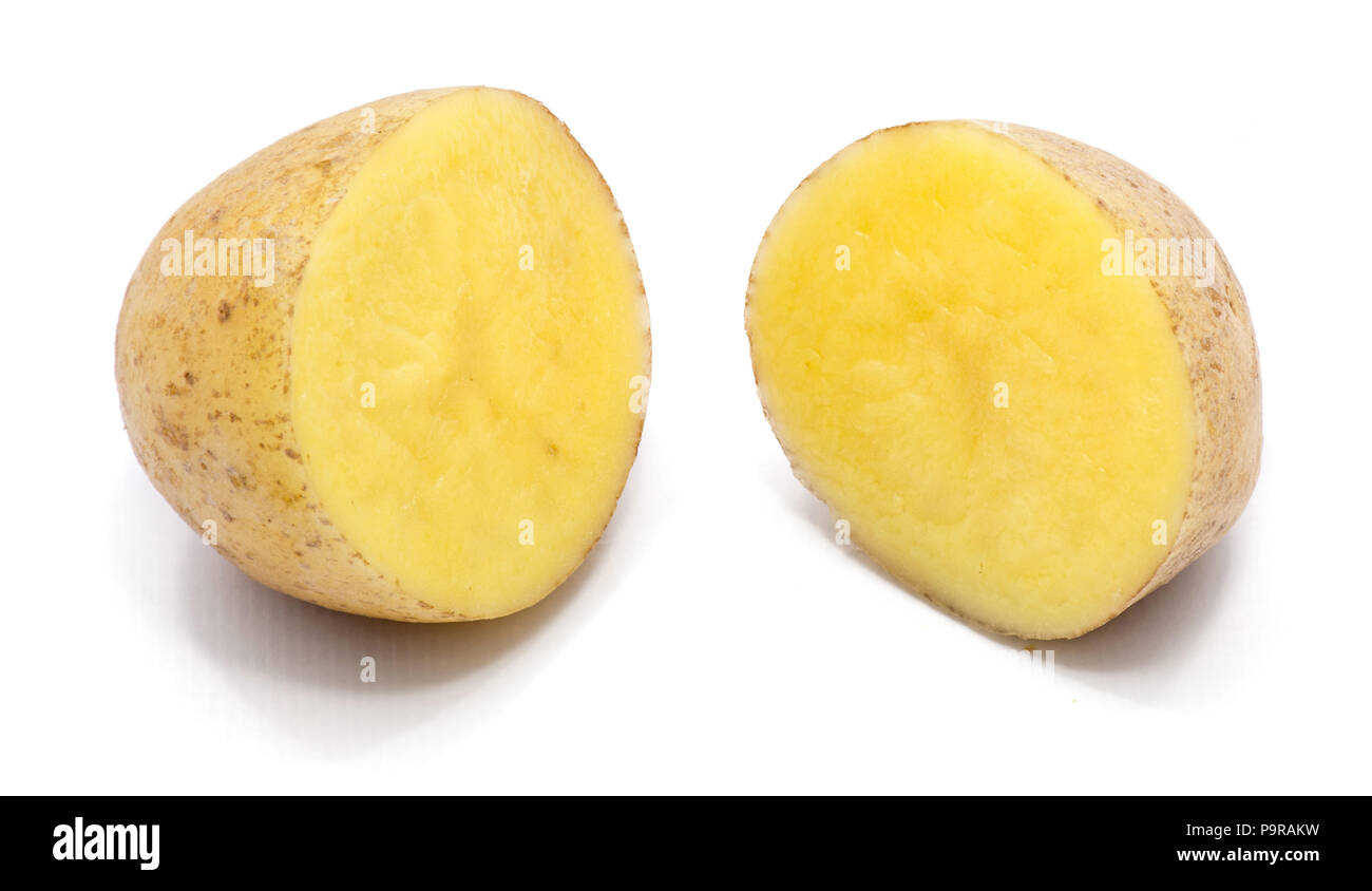 Two potato halves isolated on white background Stock Photo - Alamy