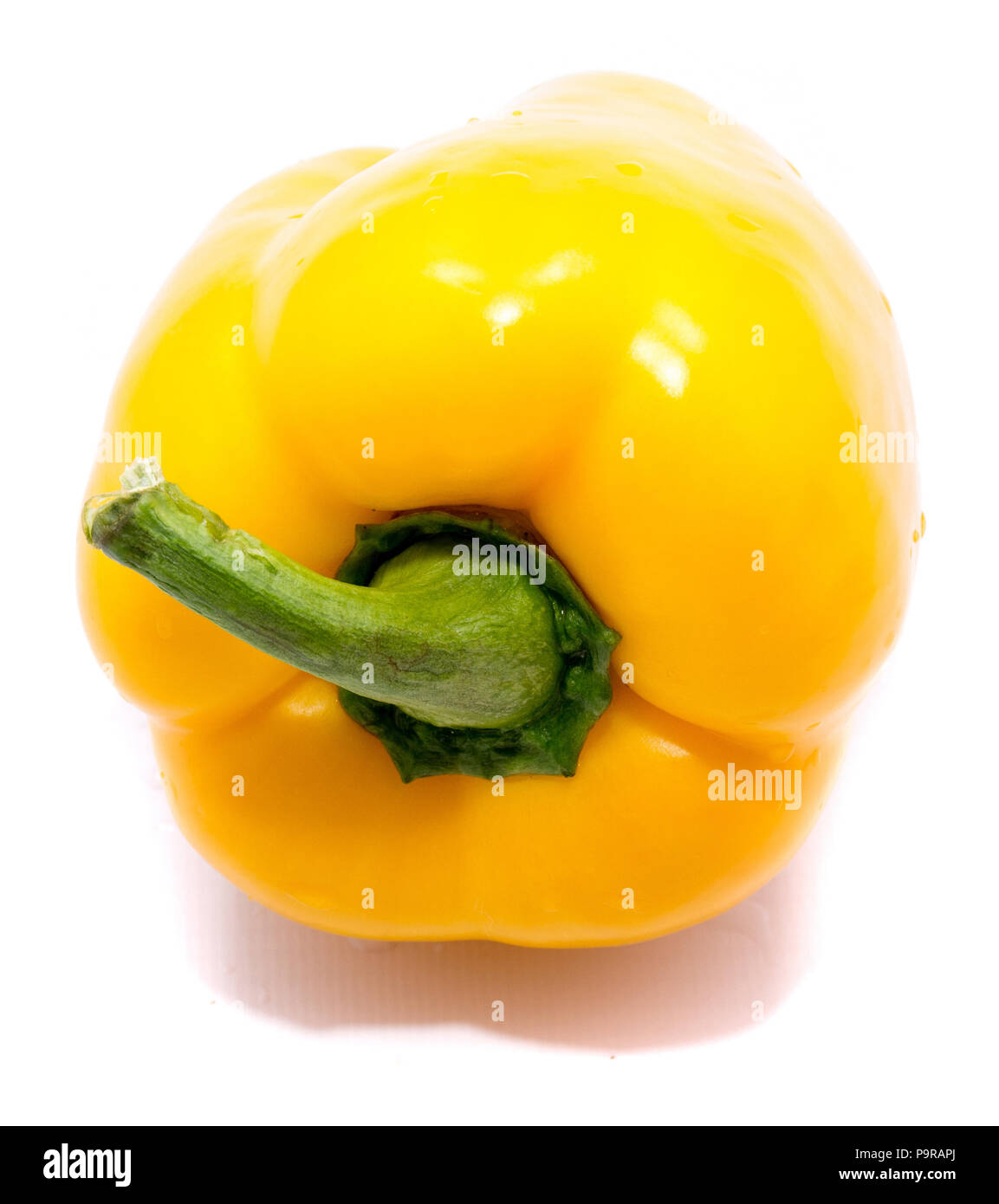 One yellow pepper on back, isolated on white background Stock Photo - Alamy