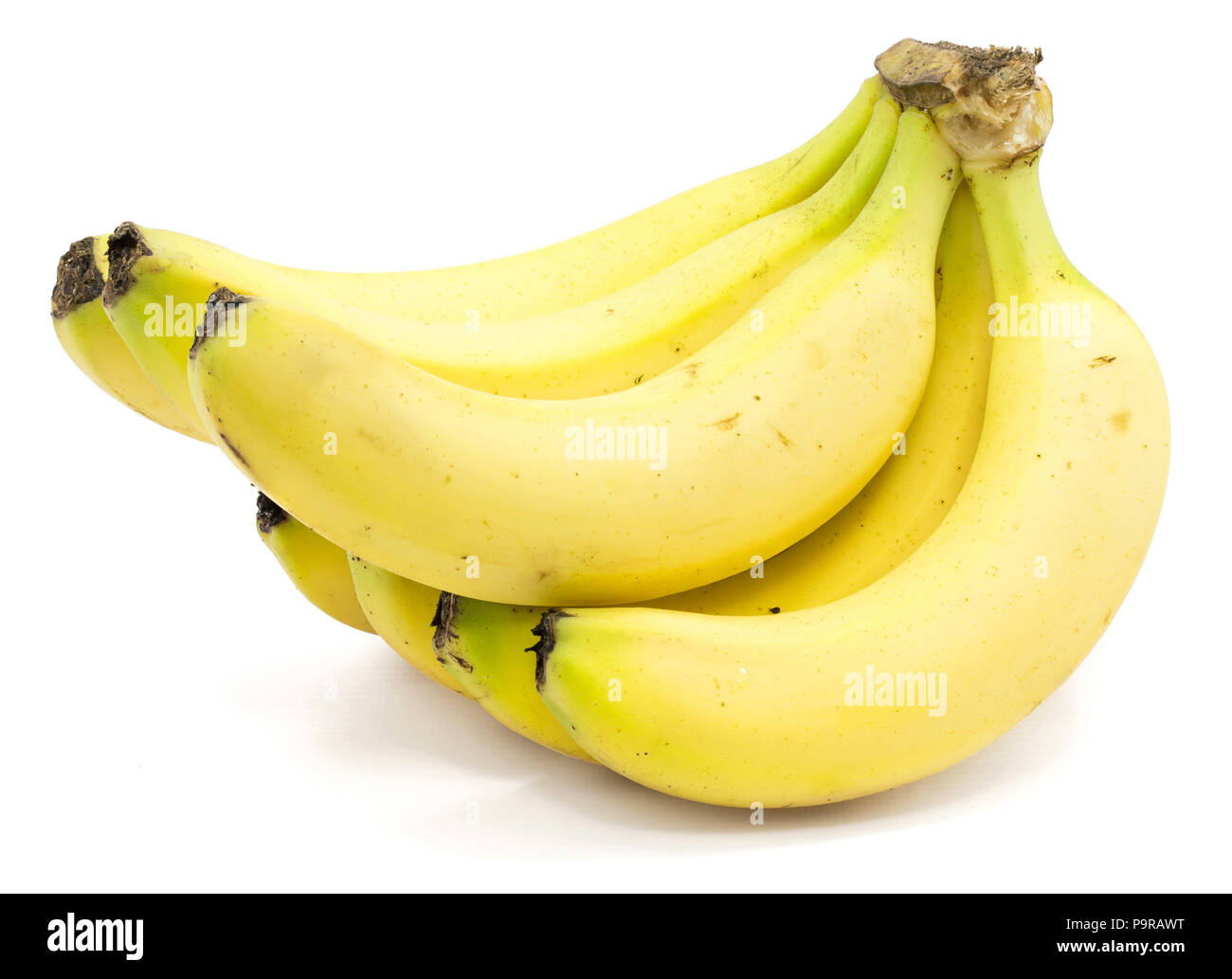 Yellow banana cluster isolated on white background Stock Photo - Alamy