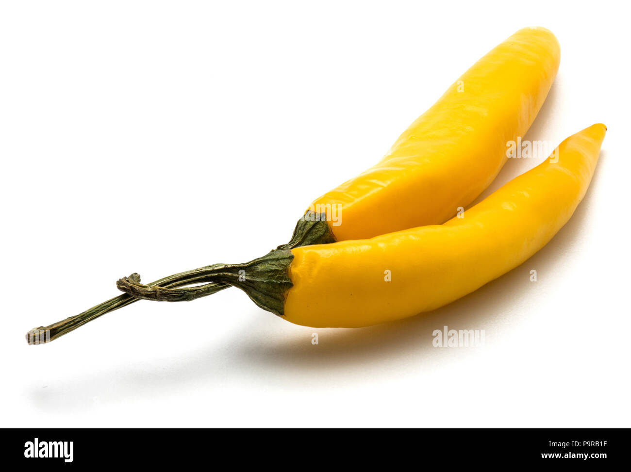 Pair of yellow Chili peppers isolated on white background Stock Photo ...