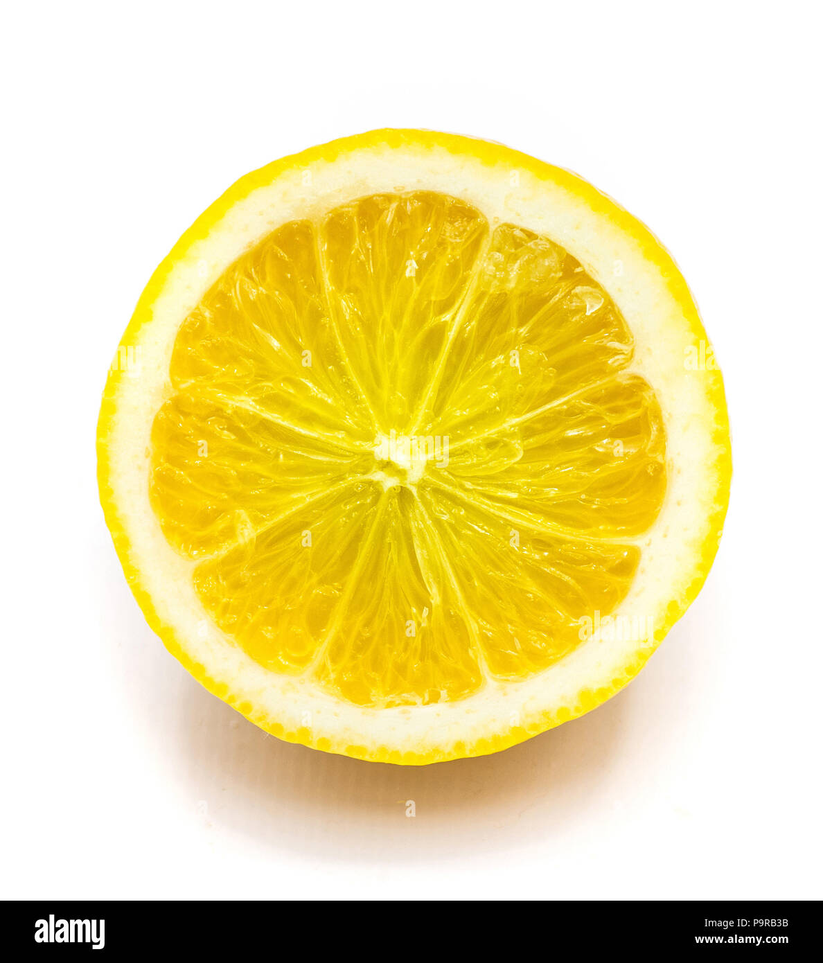 One cross section lemon half isolated on white background Stock Photo ...