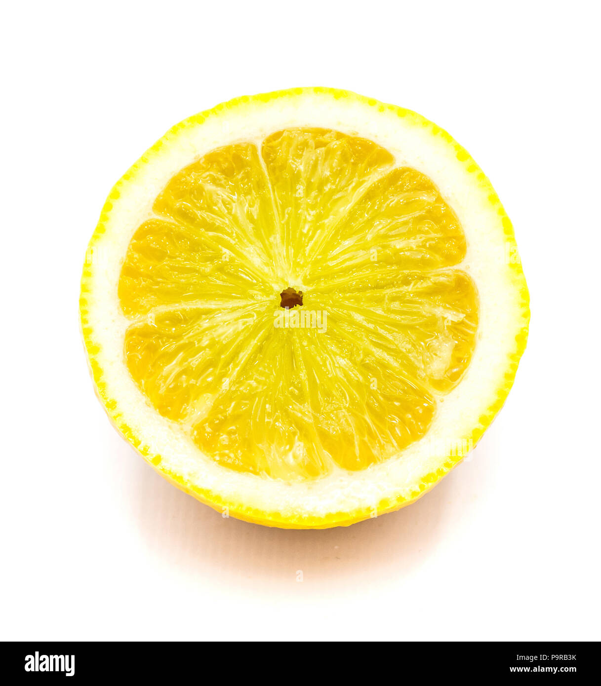 One cross section lemon half isolated on white background Stock Photo ...