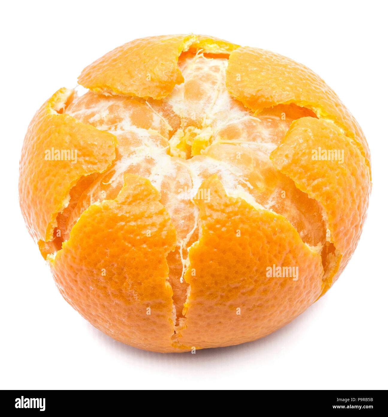 One peeled Clementine isolated on white background Stock Photo - Alamy