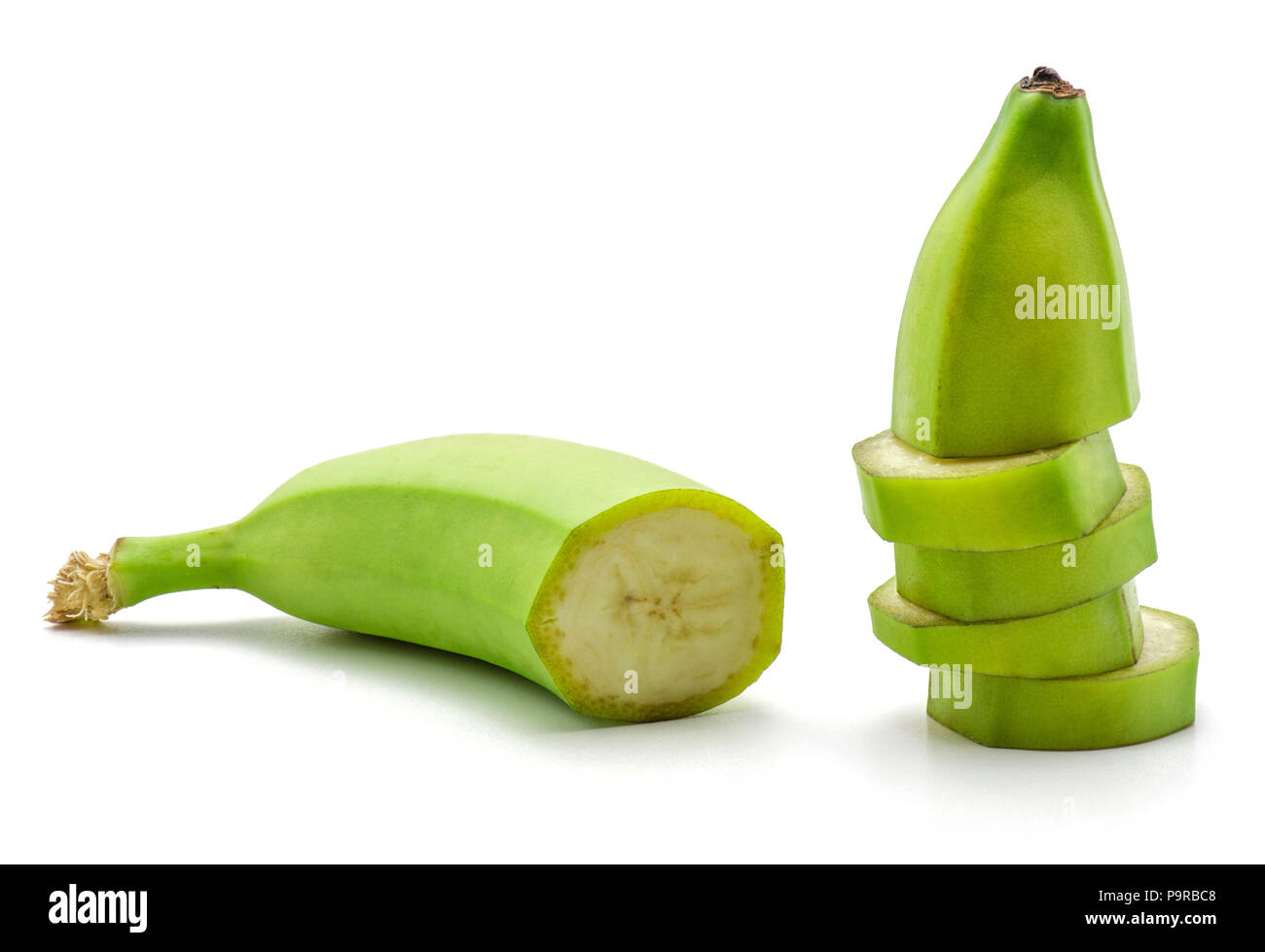 Sliced plantain and one half isolated on white background Stock Photo ...