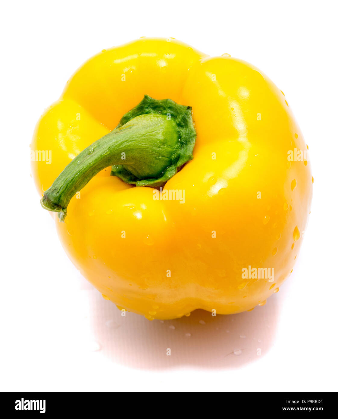 One yellow pepper on back, isolated on white background Stock Photo - Alamy