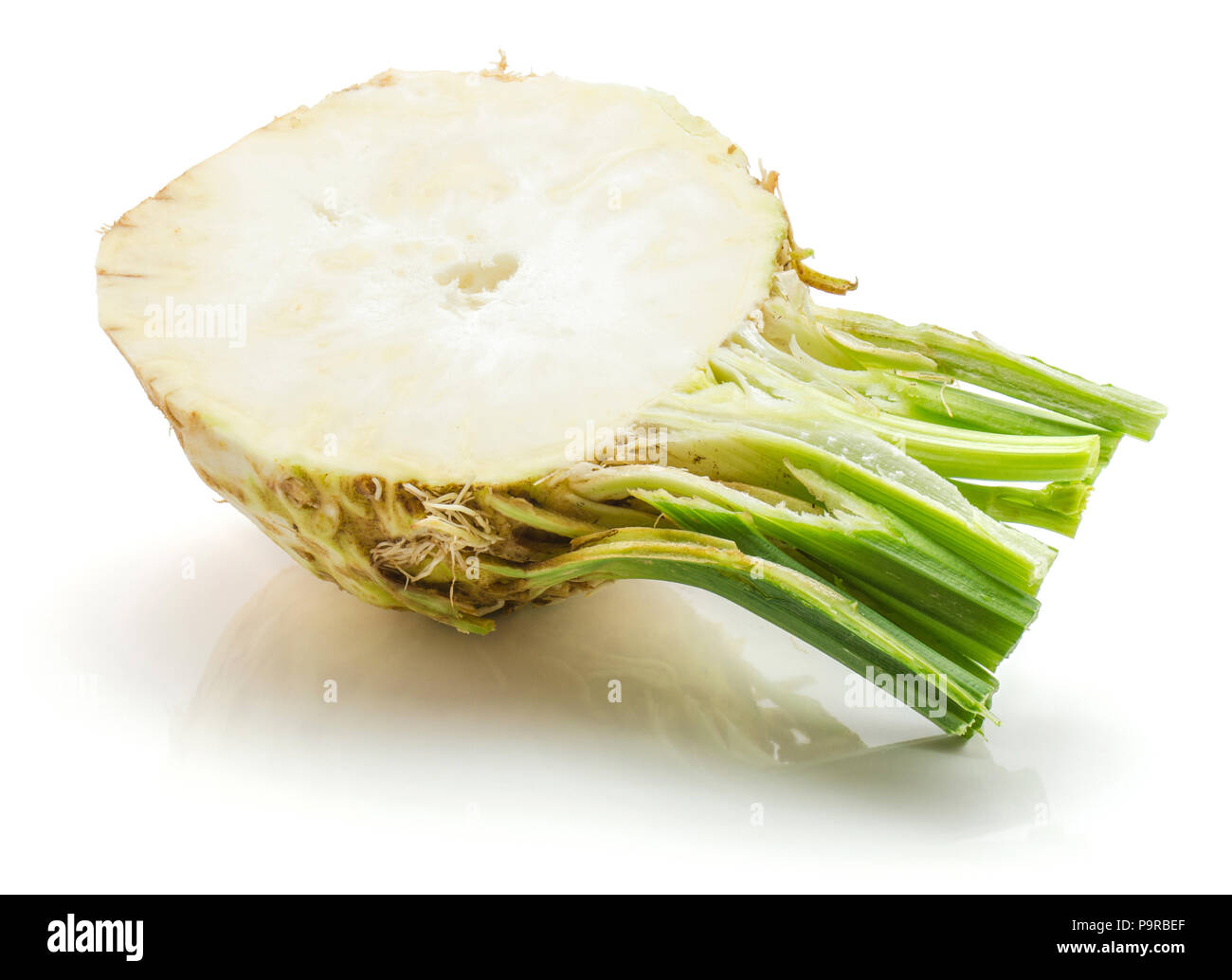 Fresh celery root isolated on white background one half Stock Photo - Alamy