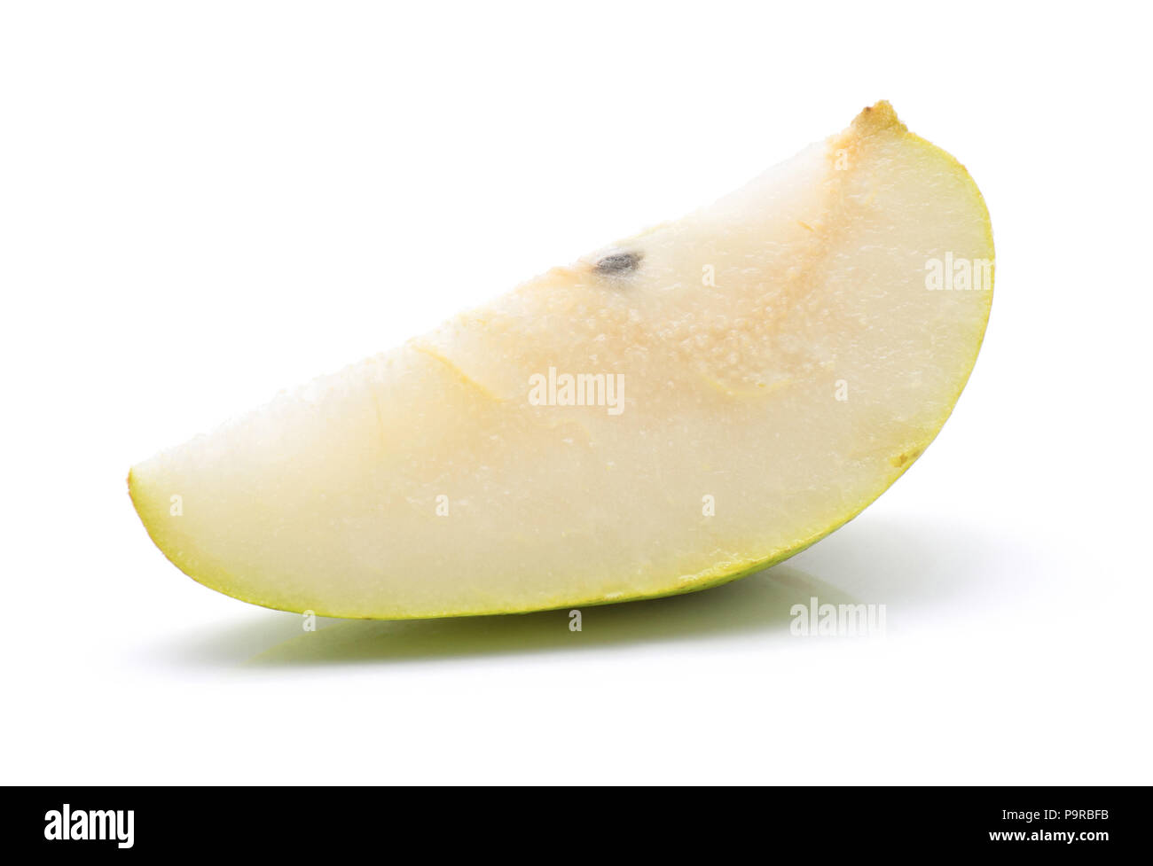 One green pear slice isolated on white background Stock Photo - Alamy