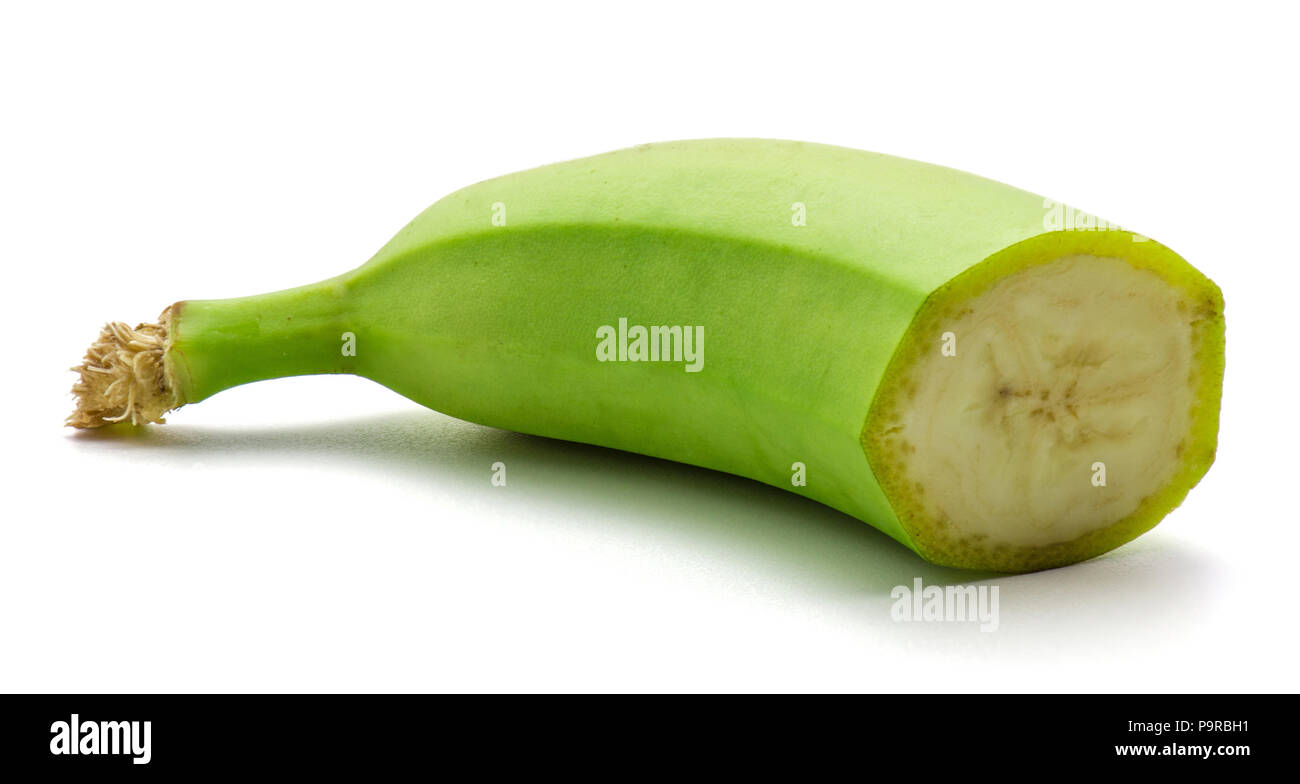 One half plantain isolated on white background Stock Photo - Alamy