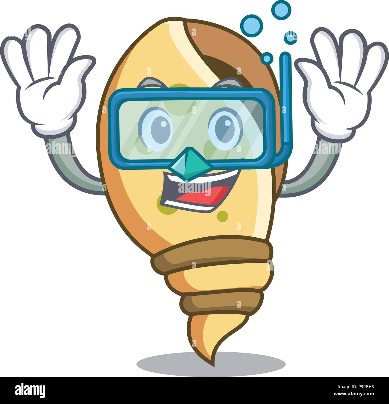 Diving sea shell character cartoon vector illustration Stock Vector ...