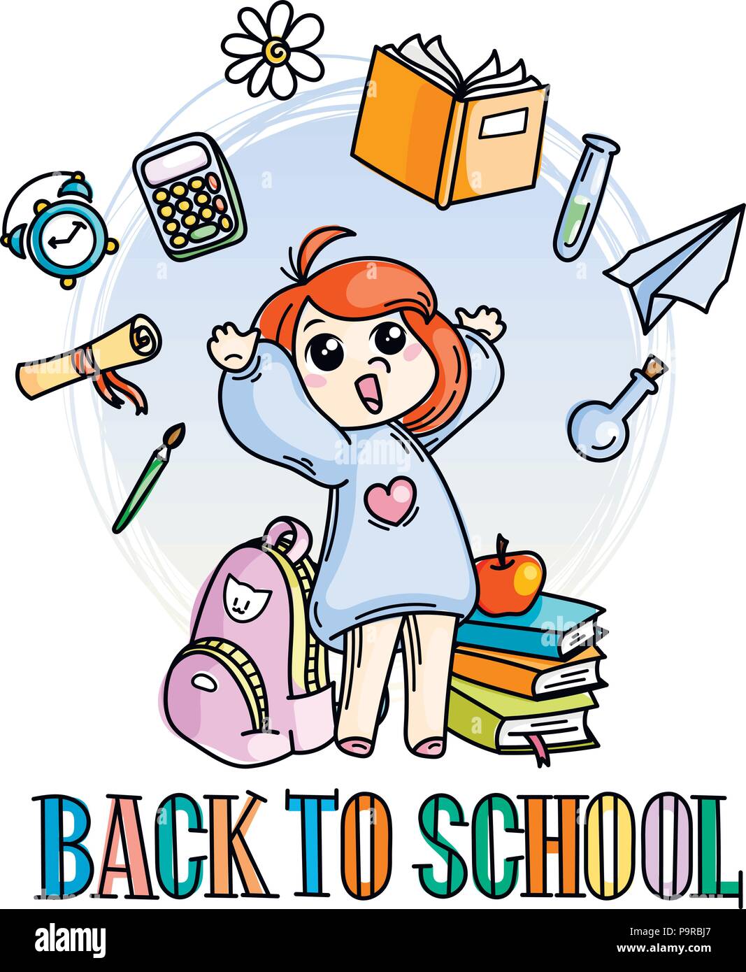 Welcome back to school. Cute school kid ready to education. Vector ...