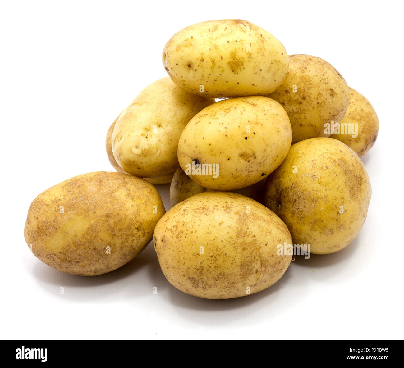 Group of several whole potatoes isolated on white background Stock ...