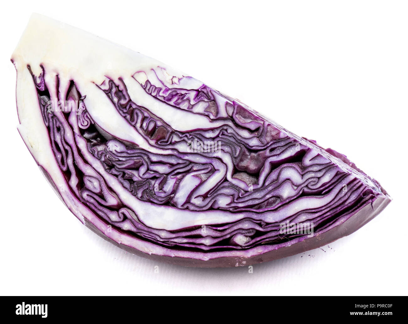 Sliced purple cabbage, one quarter, isolated on white background Stock ...
