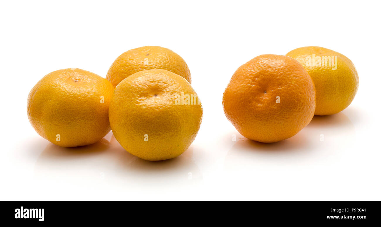 Five tangerines isolated on white background Stock Photo - Alamy