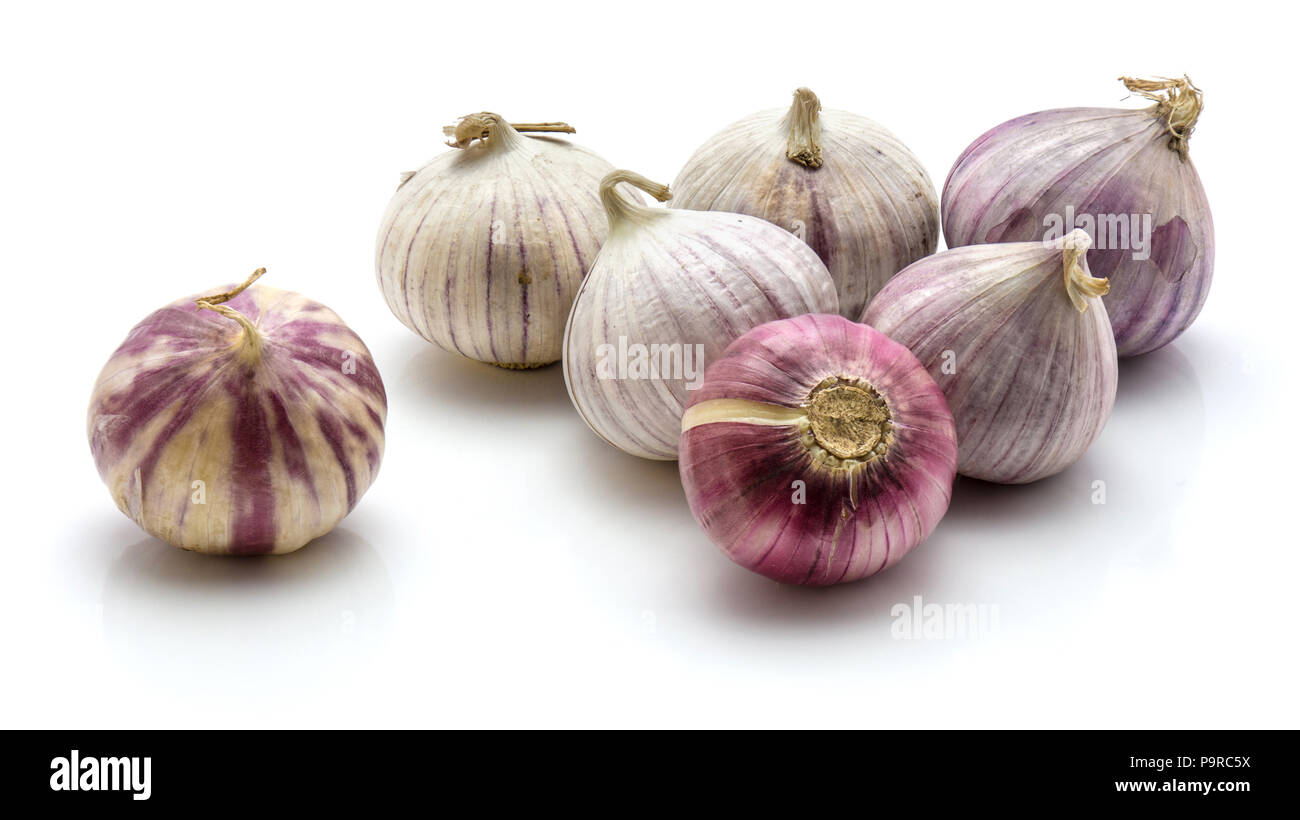 Group of solo garlic isolated on white background Stock Photo - Alamy