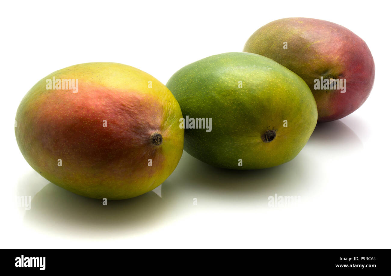 Mango isolated on white background three ripe Stock Photo - Alamy