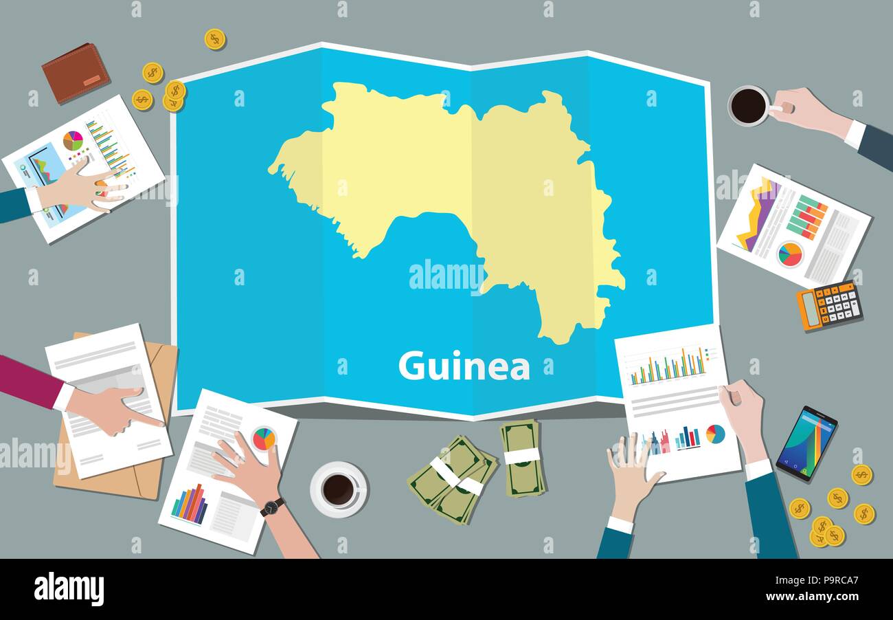 guinea africa economy country growth nation team discuss with fold maps ...