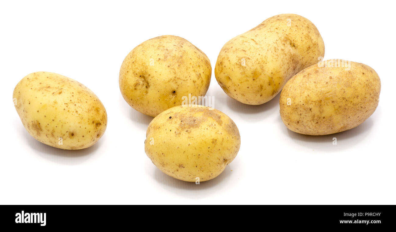 Group of several whole potatoes isolated on white background Stock ...