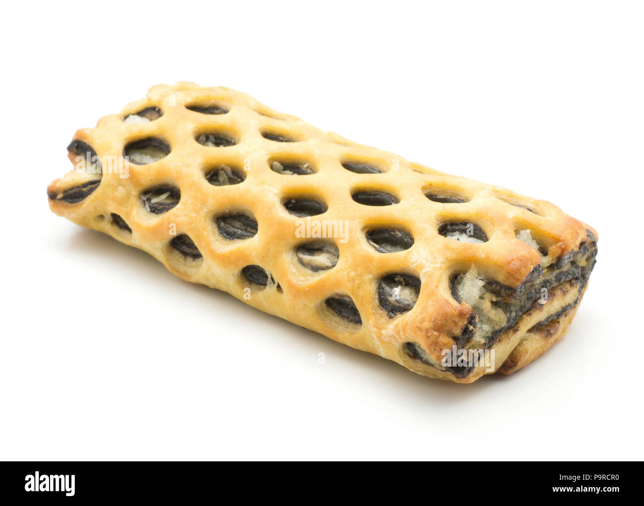 One lattice bread sweet with coconut and chocolate inside isolated on ...