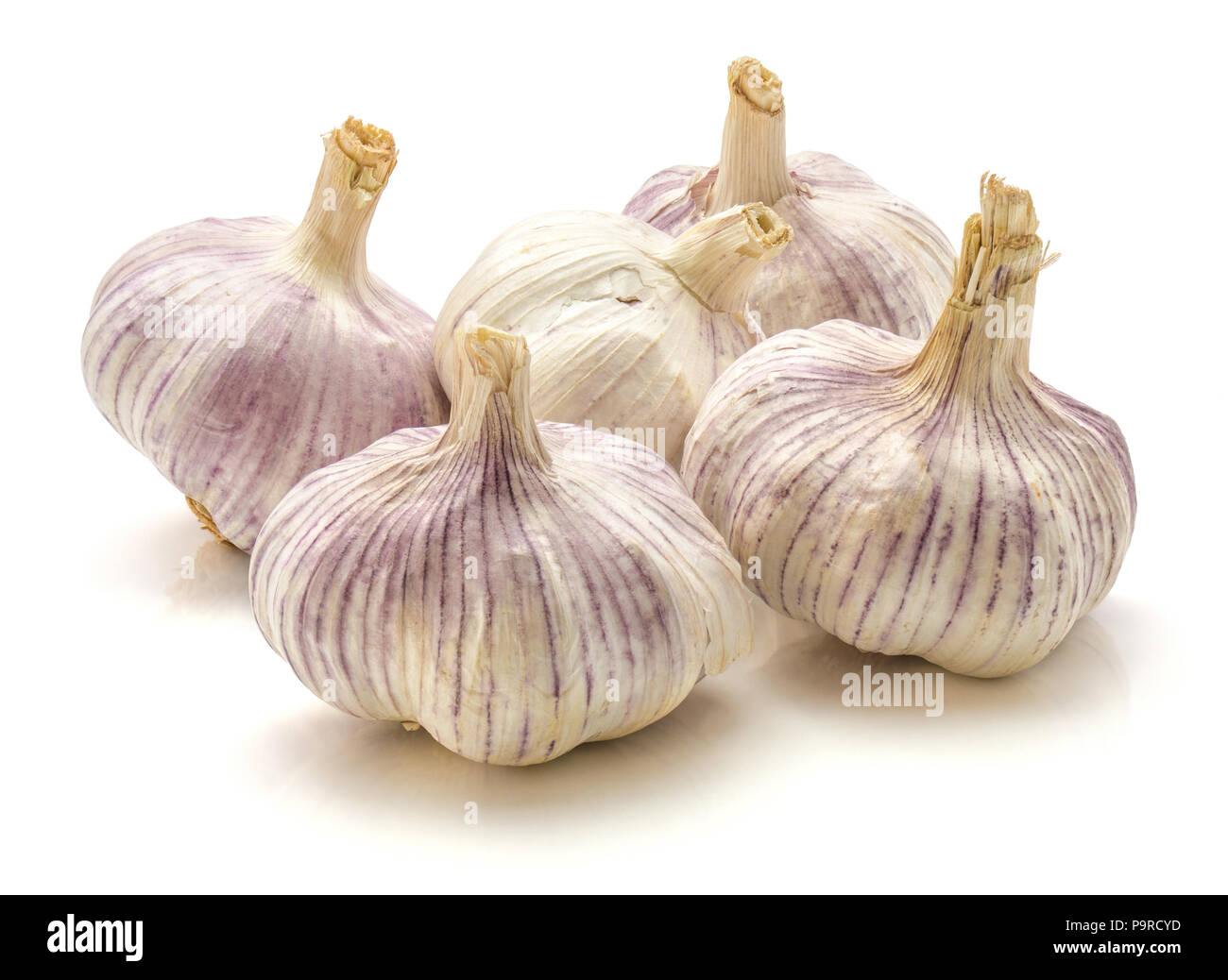 Group of five whole garlic bulbs isolated on white background Stock ...