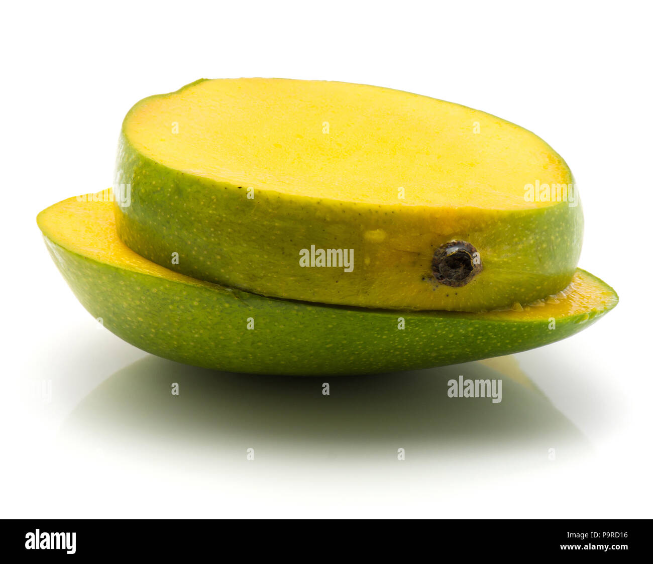 Sliced mango isolated on white background two slices Stock Photo - Alamy