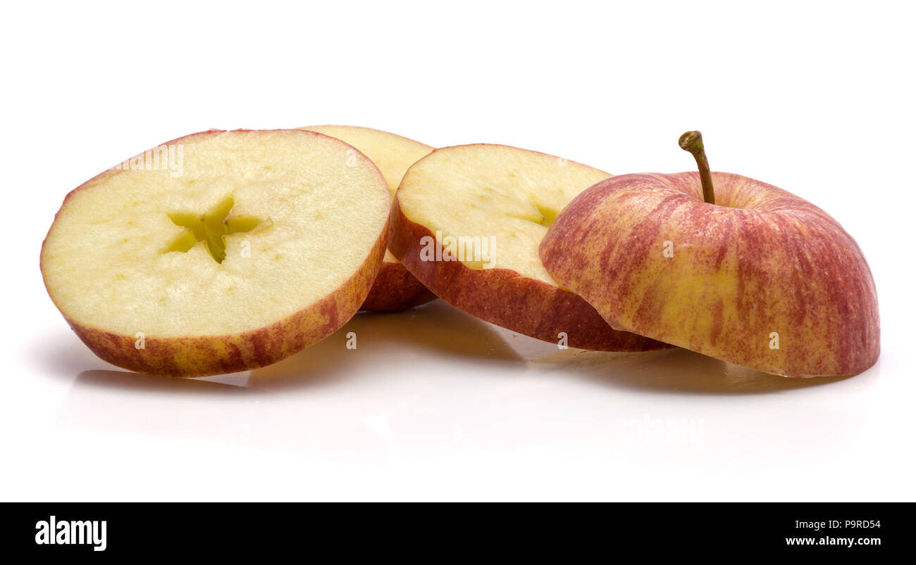 Sliced Gala apple isolated on white background Stock Photo - Alamy