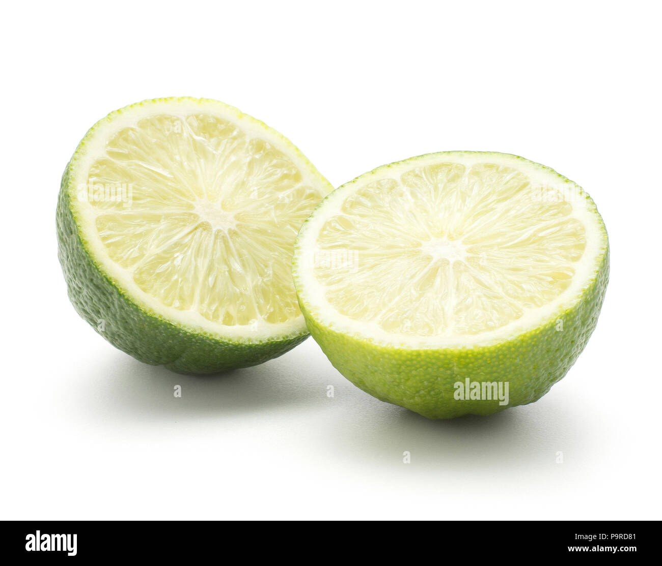 Lime two slice halves isolated on white background cross section Stock ...