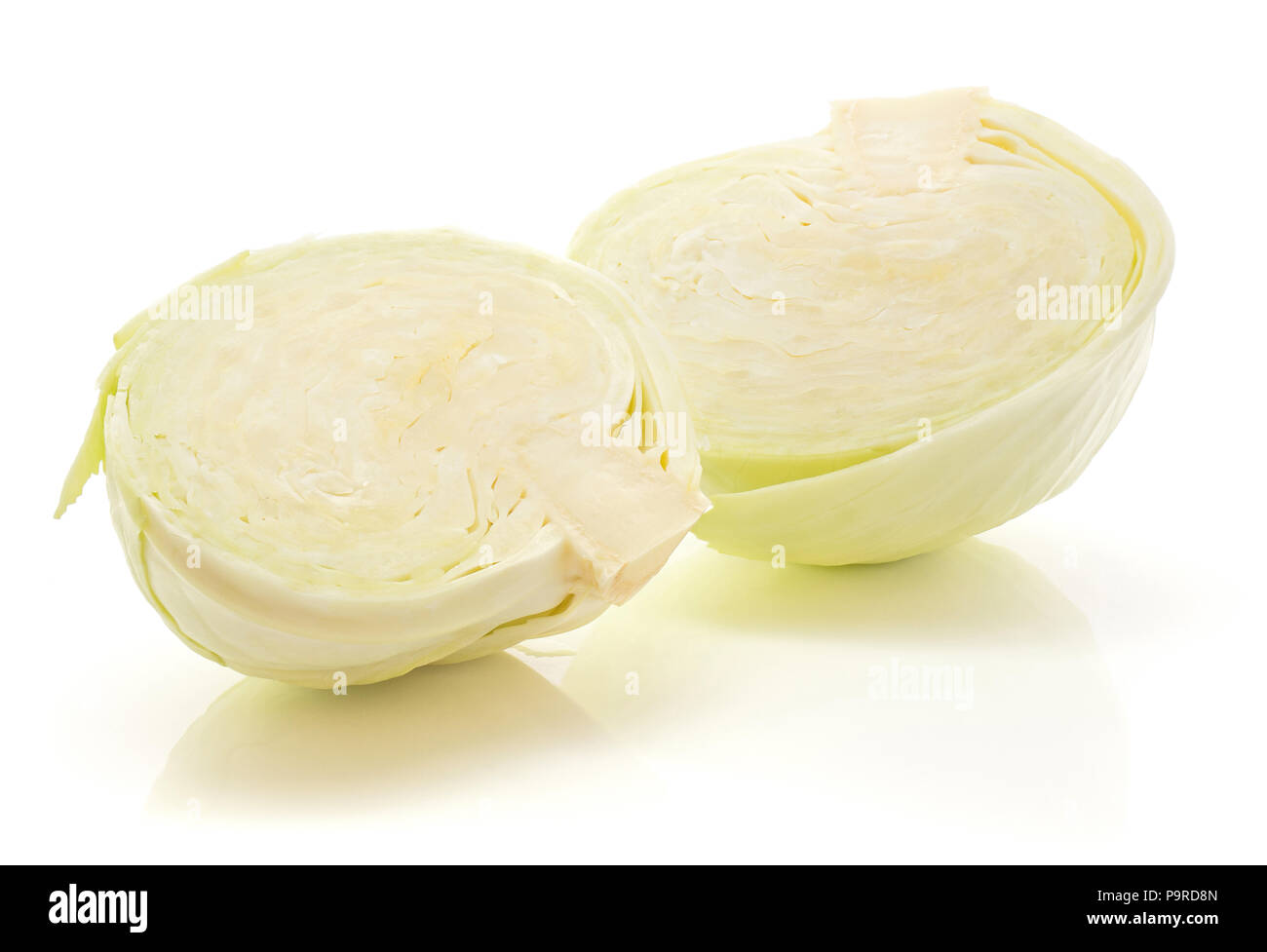 Sliced white cabbage isolated on white background two halves Stock ...