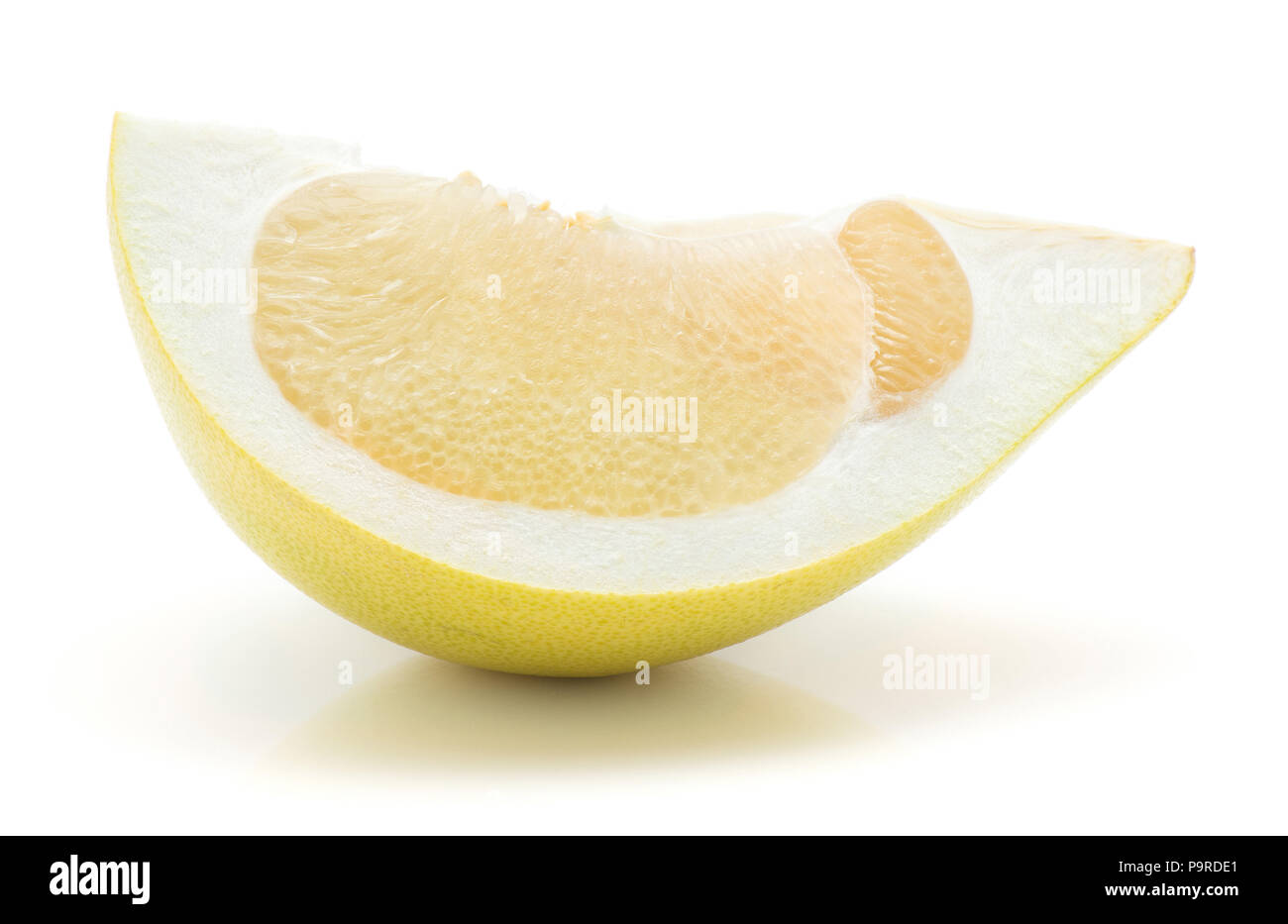 Yellow pamelo slice isolated on white background Stock Photo - Alamy